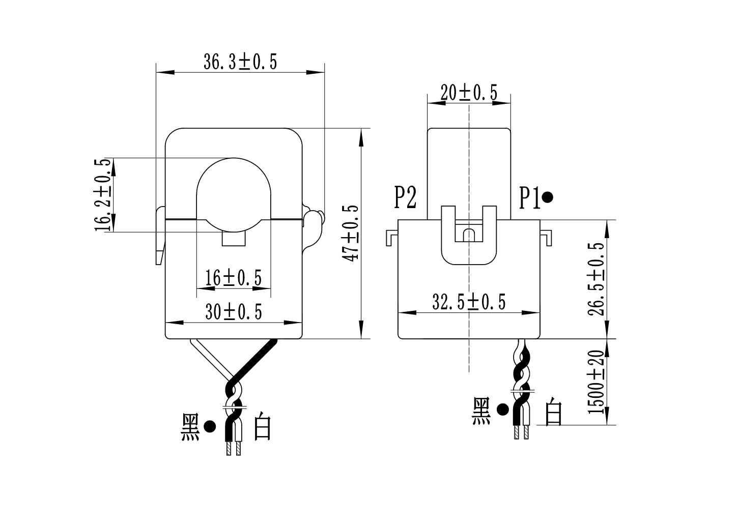 φ16mm Split core current transformer 120A 3000:1 - Buy AC Split Core ...